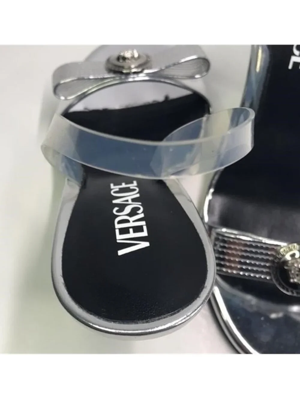 Versace | Shoes | New Authentic Versace Bowembellished Metallic Leather ...